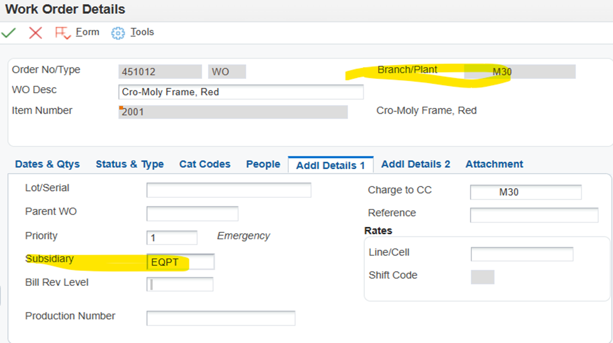 JD Edwards Hidden Gems - Backslash Account Default Feature for Work Orders